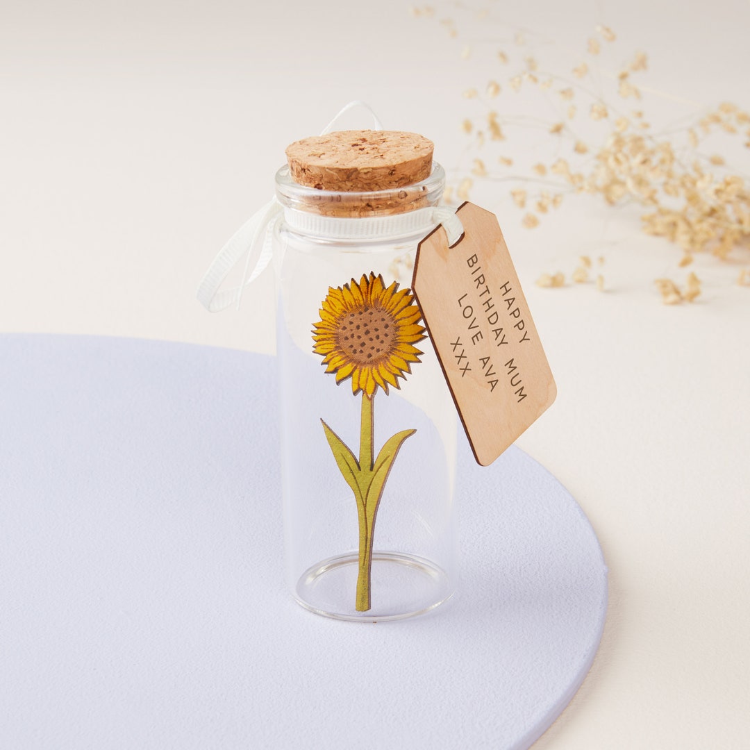 Mother's Day Gift, Sunflower Message Bottle, Gifts for Her, Yellow ...