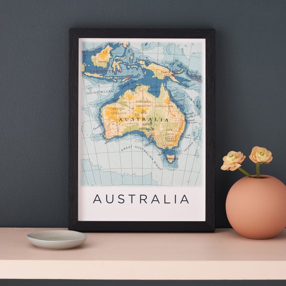 Australia Map Poster Australia Map Watercolour Print Hand | Etsy