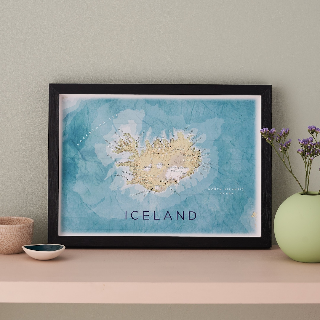 Iceland Poster Print, Map of Iceland Poster, Iceland Wall Art, Iceland ...