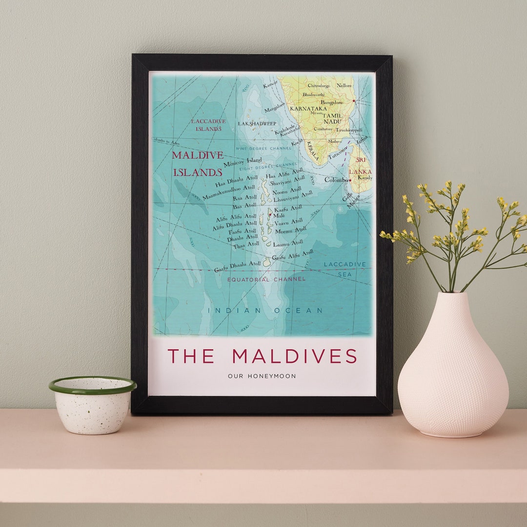 FRAMED Maldives Map, Maldives Poster, Wall Art, Poster Print, Gallery ...