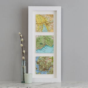 Custom Map Wall Art - Three Custom Map Square Print - Personalized ...