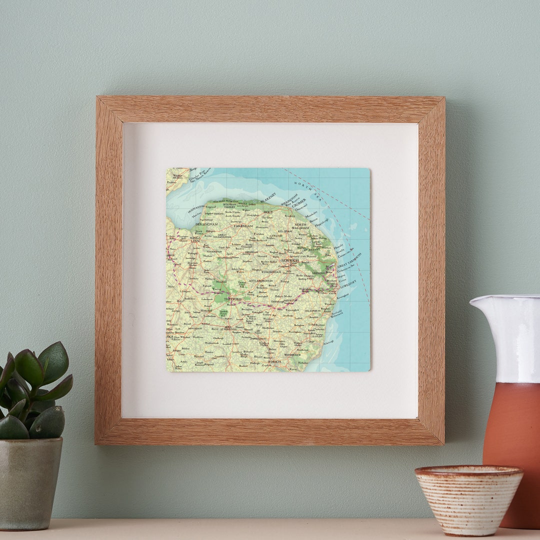 Norfolk Map, Norfolk Wall Art, Norfolk Coast Print, Watercolour Map ...