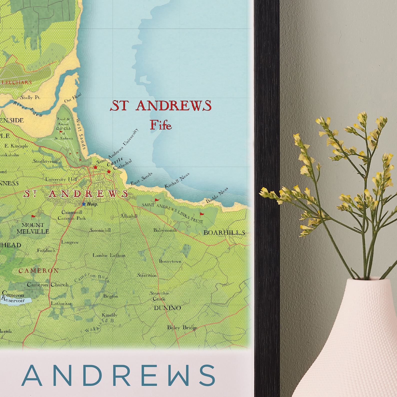 St Andrews Scotland Map, St Andrews Map Poster, Scotland Wall Art Map ...