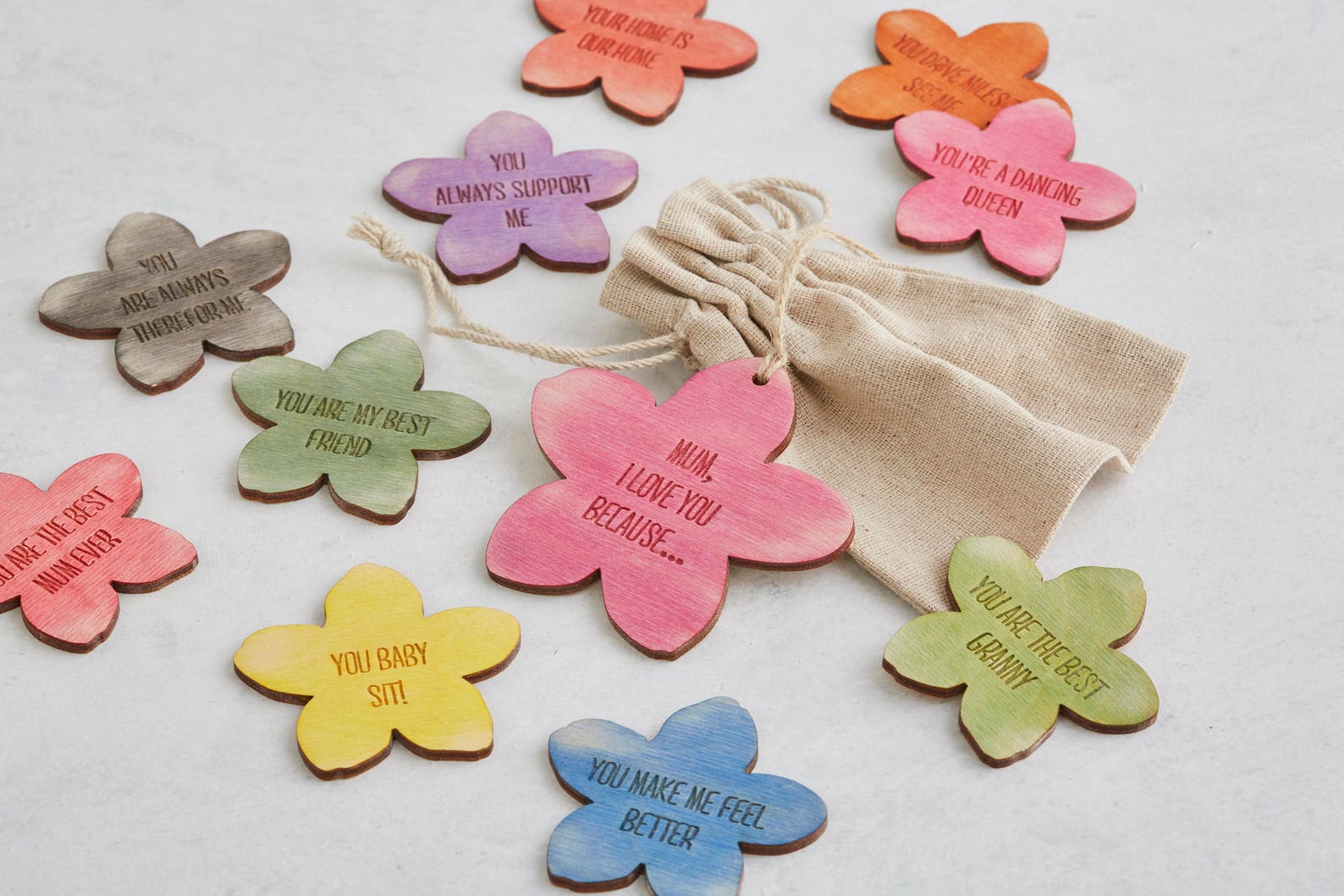 Message Tokens - I Love You Because... Wood Star Keepsake Gift ...