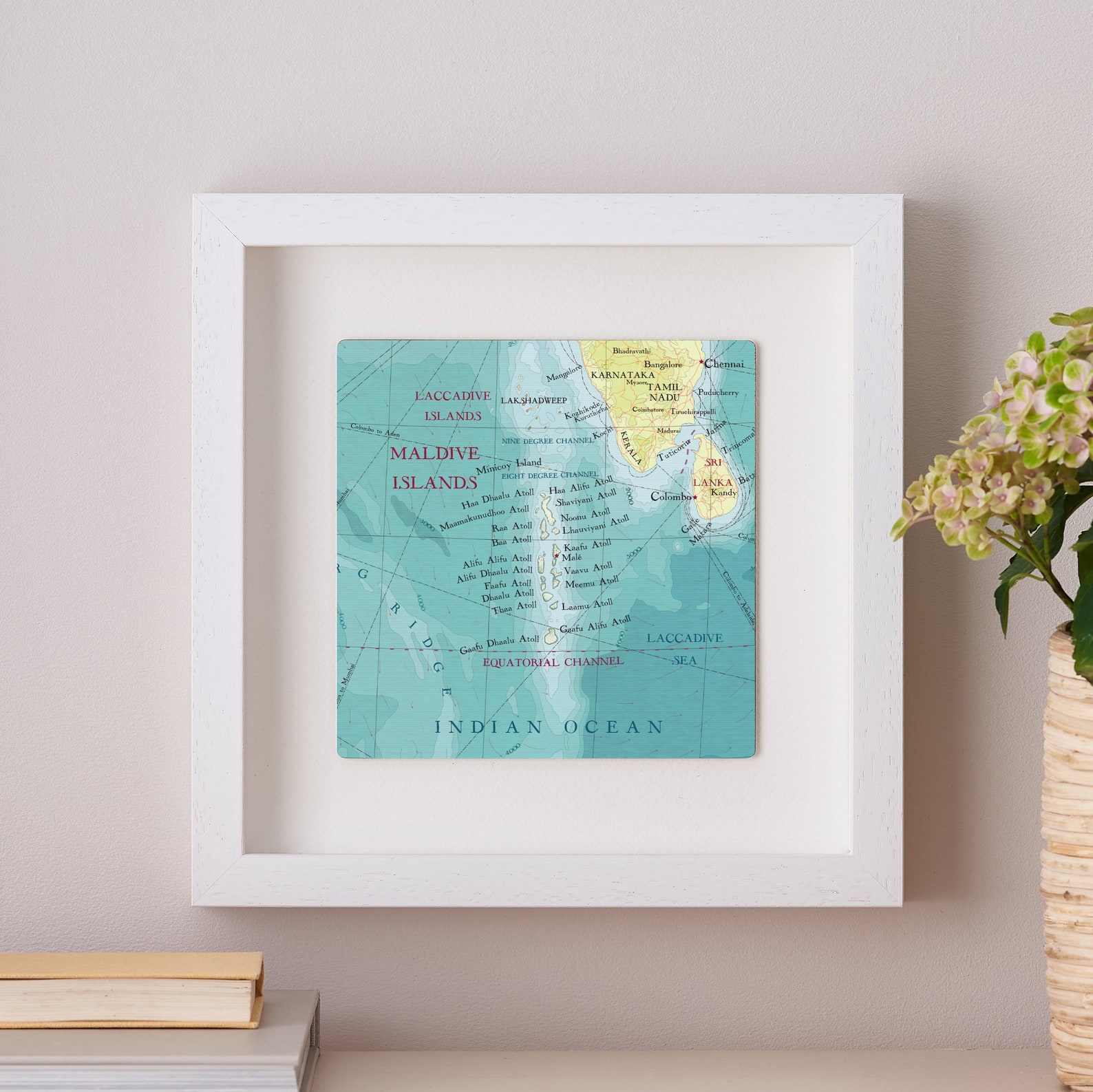 Maldives Map, the Maldives Islands Map, Map Print, Wall Art Map, Framed ...
