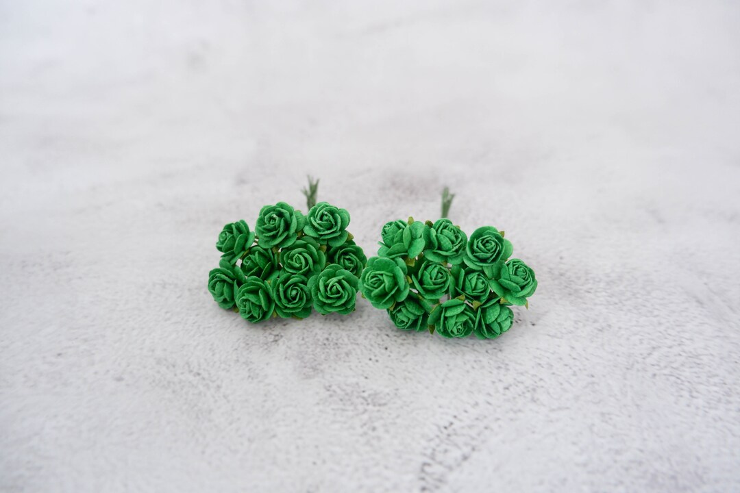 20 Green Paper Roses (15mm), Paper Rose, 1.5 Cm Rose, Green Paper ...