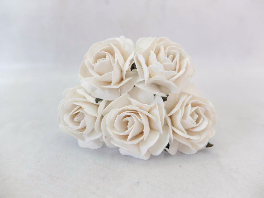 White Paper Roses, 5 35mm White Mulberry Roses, White Paper Flowers ...