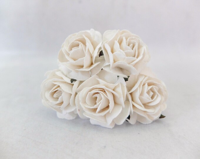 White Paper Roses, 5 35mm White Mulberry Roses, White Paper Flowers ...