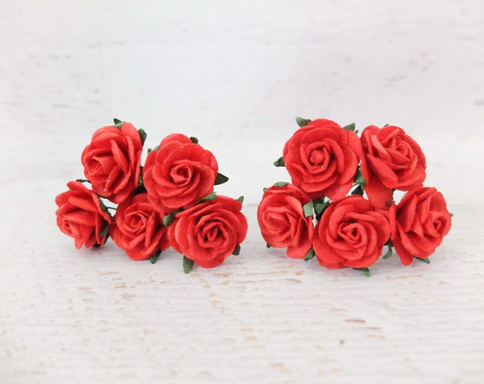 10 25mm Red Paper Roses Paper Flowers - Etsy