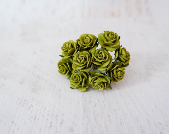 20 Mint Green Paper Roses 15mm, Paper Flowers, Mint Paper Roses, Mint ...