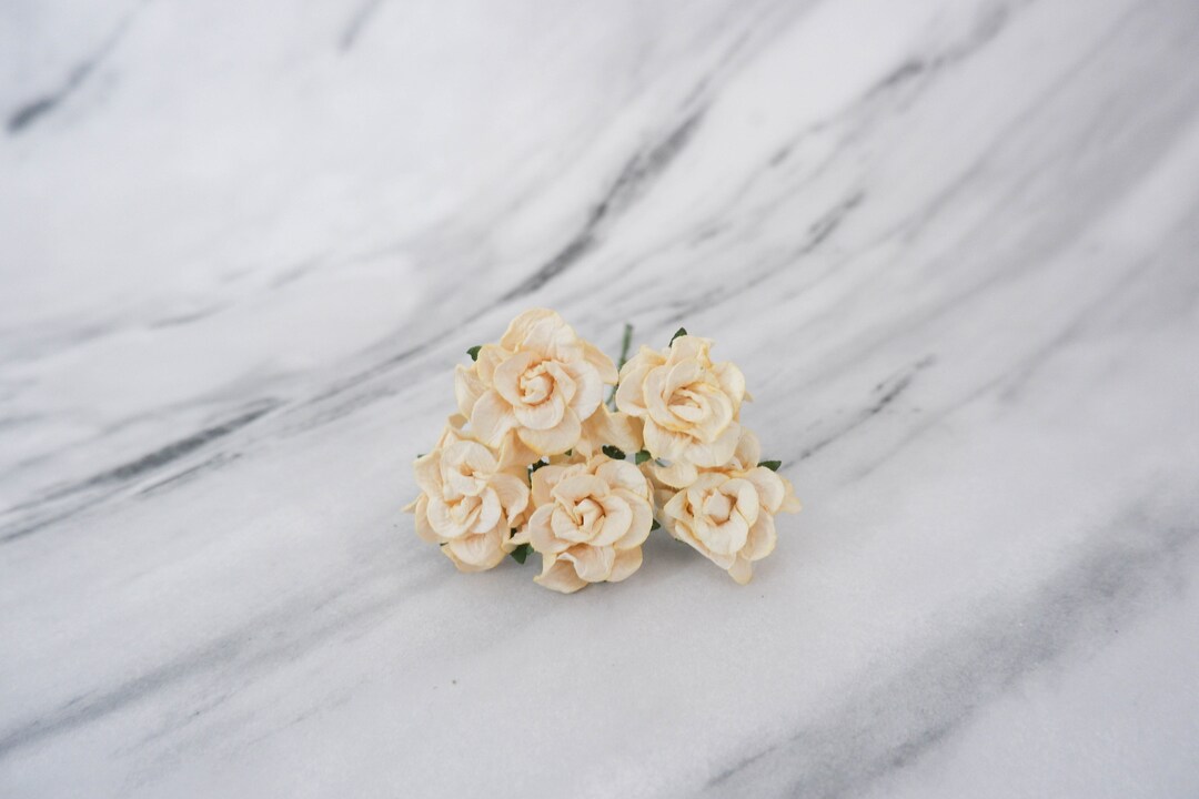 5 30mm Cream Yellow Paper Gardenia, 3 Cm Cream Paper Flowers - Etsy