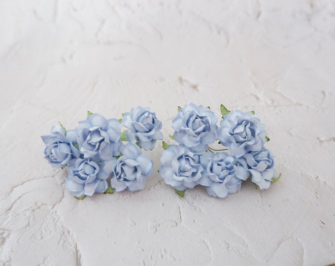 30mm Blue Paper Peonies With Wire Stems, 3 Cm - Etsy
