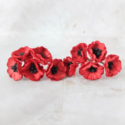 10 2 Cm Red Paper Poppies 20mm Red Paper Flowers Red Paper - Etsy