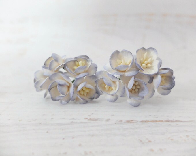 10 1 Gray Blue Tip Paper Cherry Blossom Paper Flowers - Etsy
