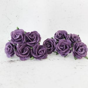 10 25mm Dark Purple Paper Roses, 1" Paper Roses, 2.5 Cm Paper Flowers ...