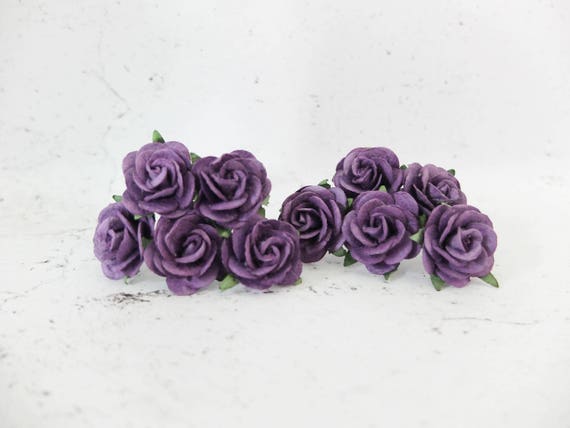 10 25mm Dark Purple Paper Roses 1 Paper Roses 2.5 Cm | Etsy