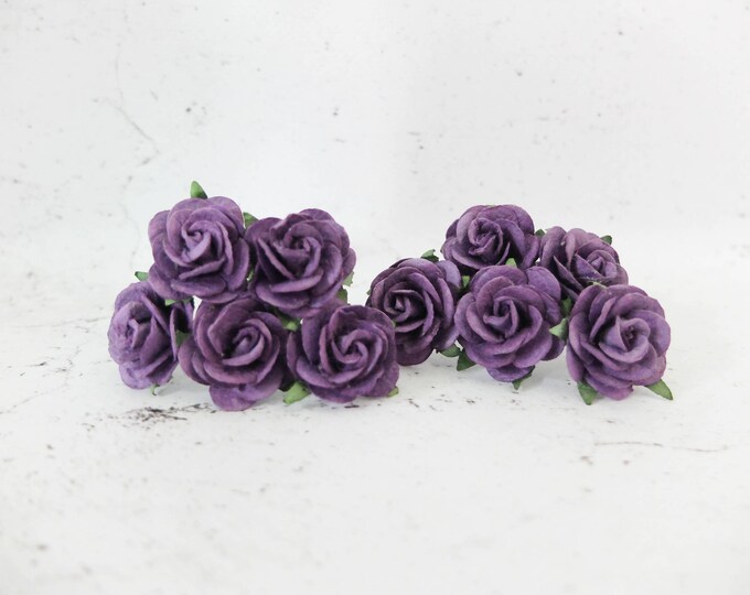 10 25mm Dark Purple Paper Roses 1 Paper Roses 2.5 Cm - Etsy