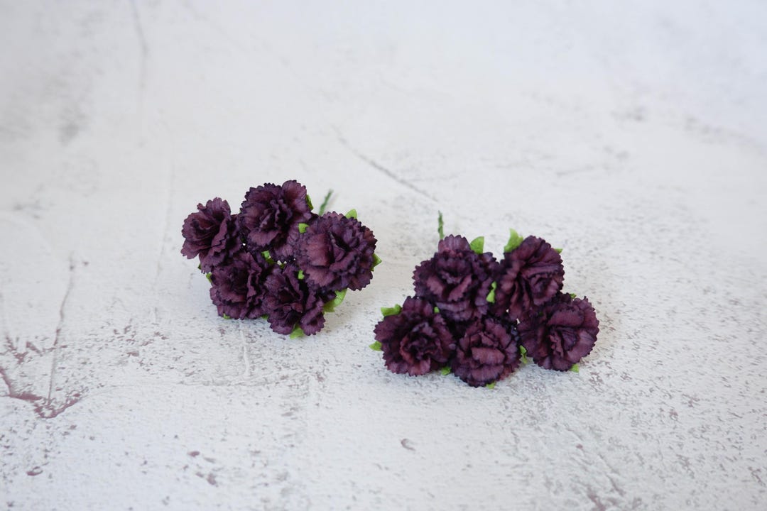 10 25mm Plum Carnation With Wire Stems, 2.5 Cm Paper Flowers, 1" - Etsy