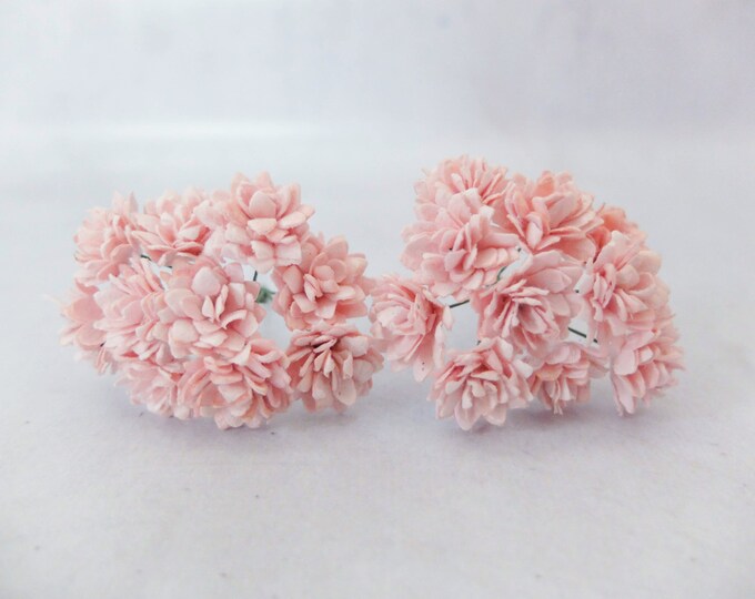 20 20mm Light Pink Paper Flowers With Wire Stems 2 Cm Paper - Etsy