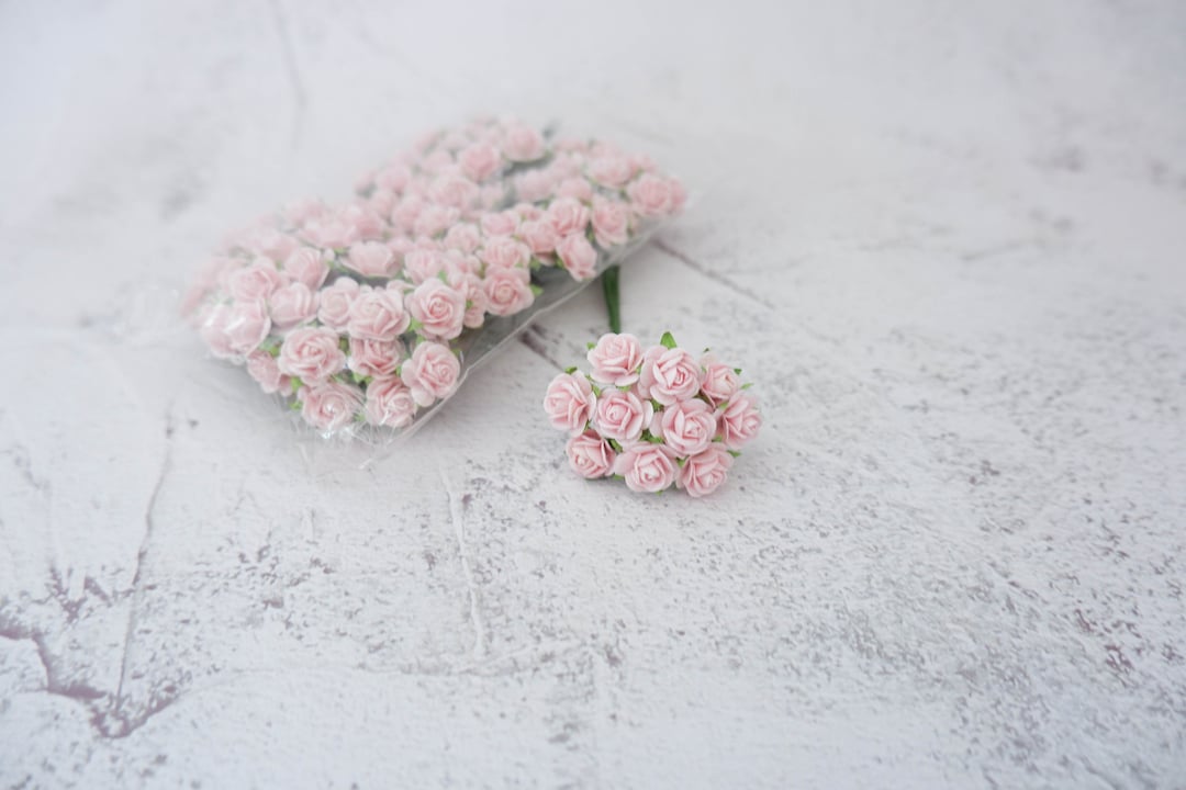 100 12mm Light Pink Paper Rose, Mini Paper Flowers - Etsy