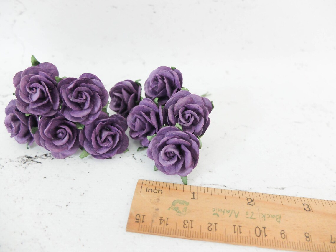 10 25mm Dark Purple Paper Roses, 1" Paper Roses, 2.5 Cm Paper Flowers ...