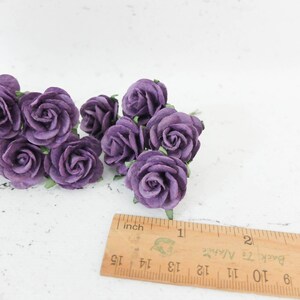 10 25mm Dark Purple Paper Roses, 1" Paper Roses, 2.5 Cm Paper Flowers ...