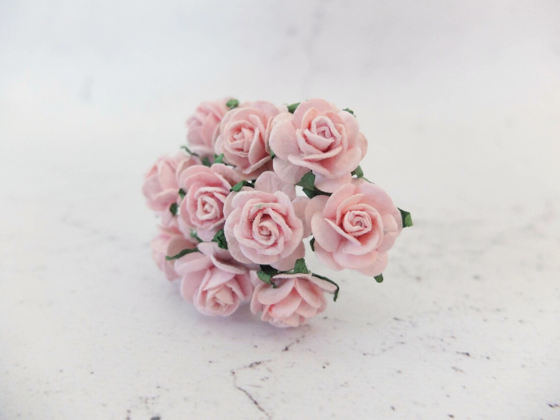 10 Light Pink Paper Roses 20mm Pink Mulberry Paper Roses 2 | Etsy