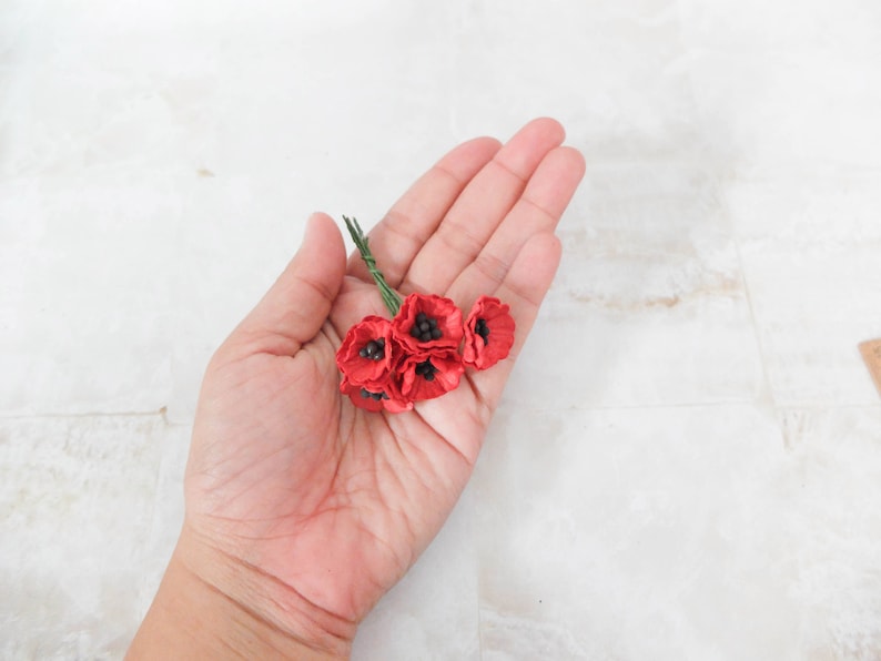 10 2 Cm Red Paper Poppies 20mm Red Paper Flowers Red Paper - Etsy