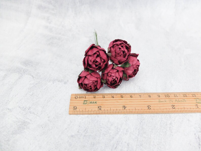Burgundy paper flowers 5 30mm burgundy mulberry paper | Etsy