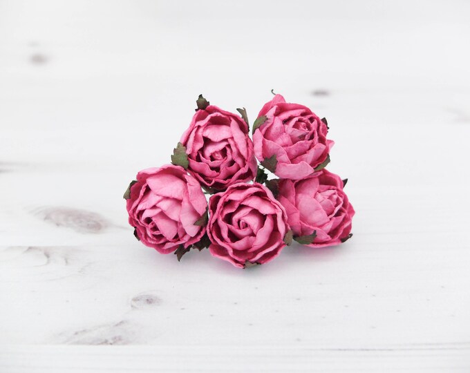Pink Paper Flowers 5 30mm Hot Pink Mulberry Paper Ranunculus - Etsy