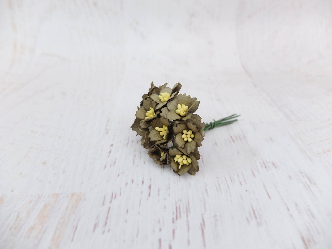 Moss Green Paper Cherry Blossoms: 20mm Scrapbooking Flowers - Etsy