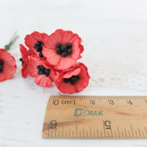 10 2 Cm Red Paper Poppies, 20mm Red Paper Flowers, Red Paper Flowers ...