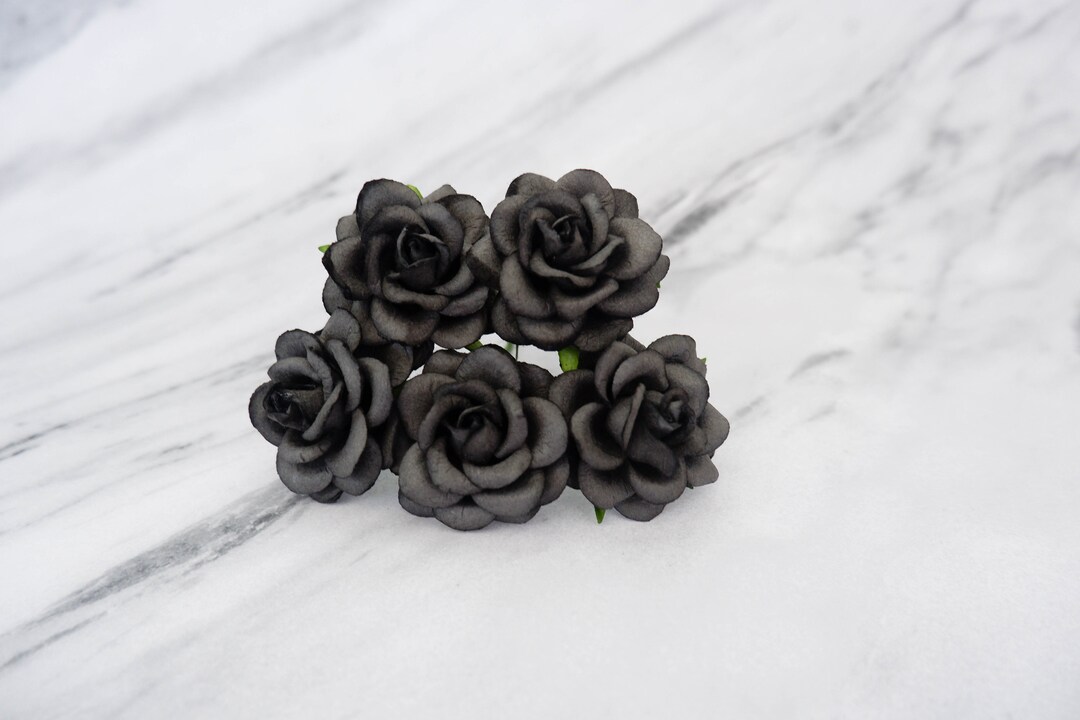 Black Paper Roses, 5 4.5 Cm Black Paper Rose, 45mm (design B) - Etsy