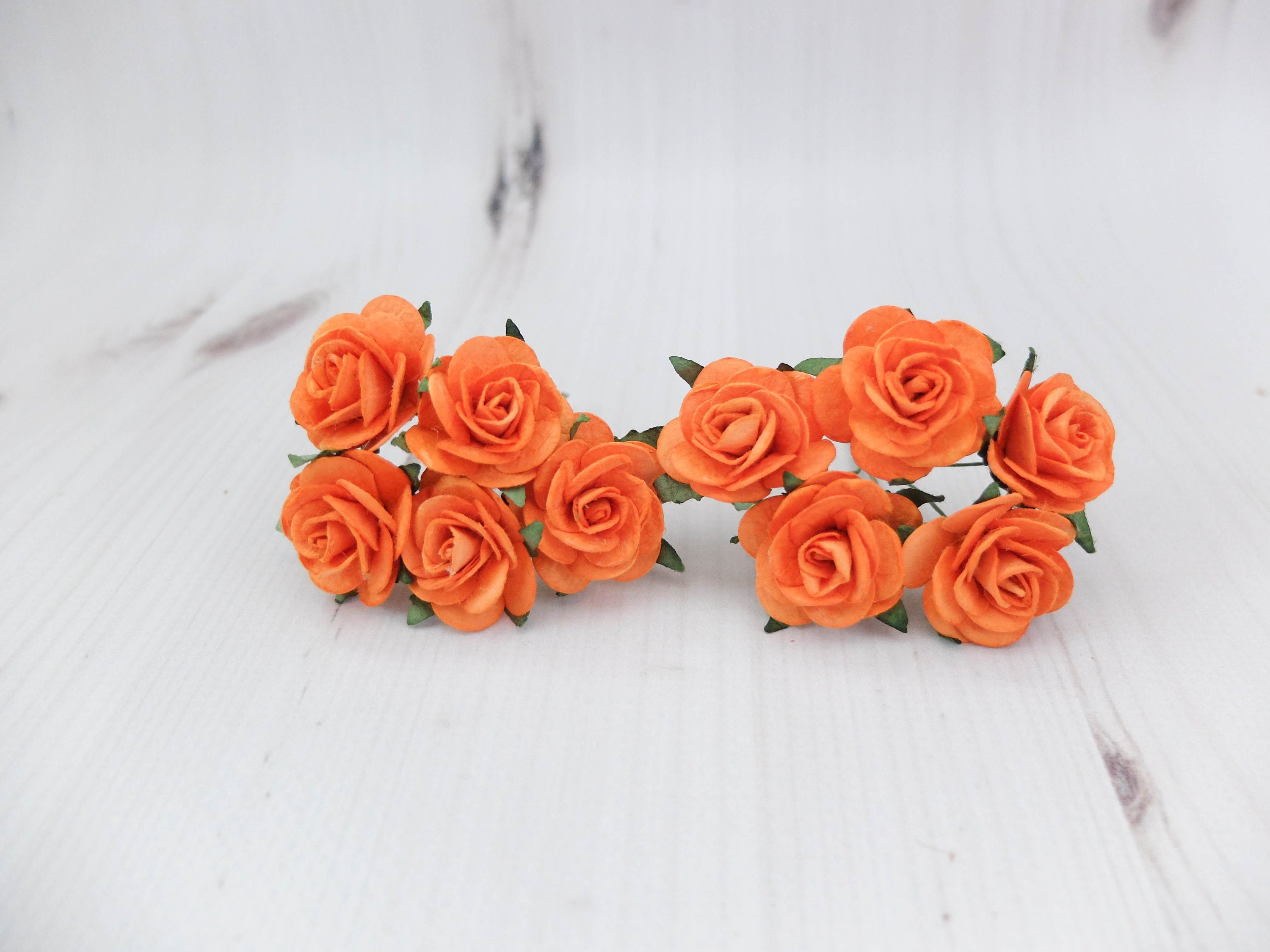10 25mm Orange Paper Roses 1 Orange Paper Flowers With - Etsy