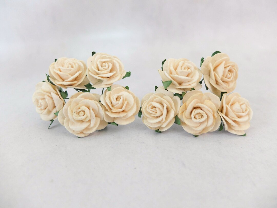 10 25mm Cream Ivory Roses, Ivory Paper Flower, 1" Paper Rose, 2.5 Cm ...