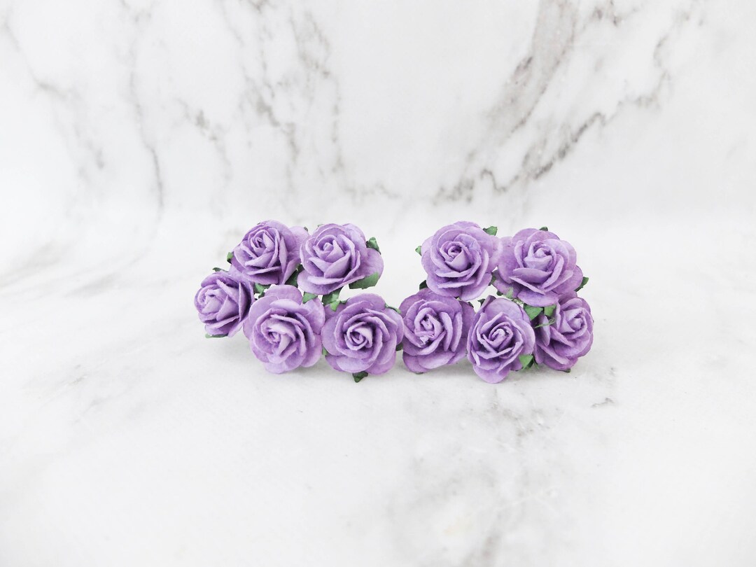 Purple Paper Roses: 25mm Mulberry Flowers With Wire Stems - Etsy UK