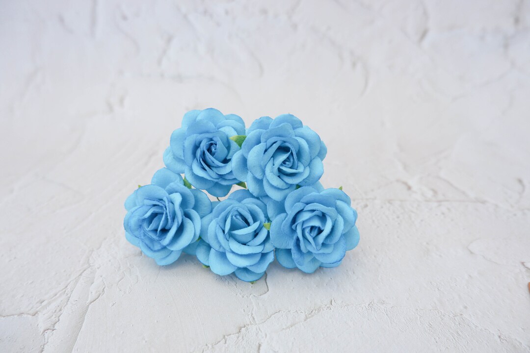 5 4.5 Cm Blue Paper Rose, 45mm Paper Flowers design B - Etsy