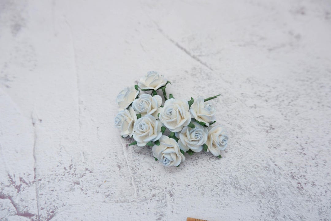 20mm Creamy Ice Blue Blue Paper Roses, 2 Cm Paper Flowers - Etsy