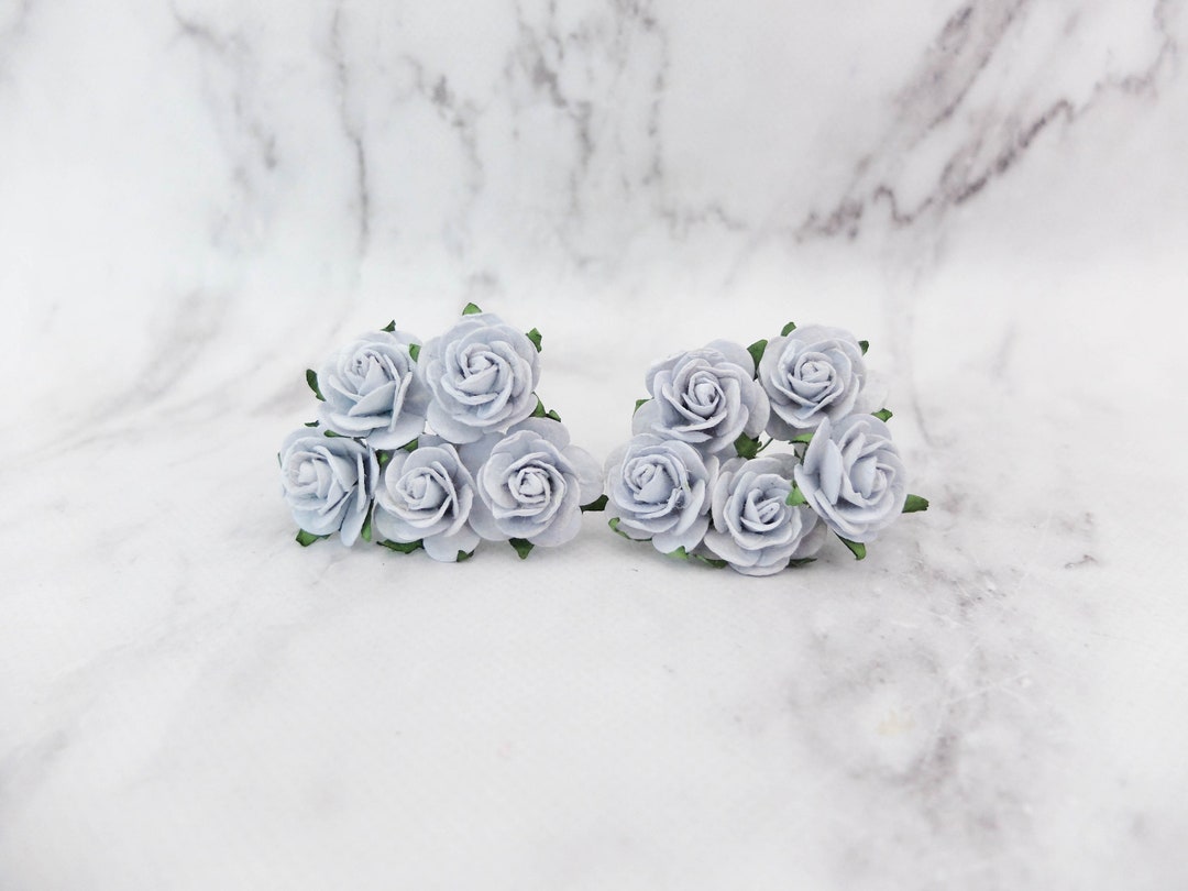 10 25mm Light Grey Blue Roses, 1" Paper Flowers - Etsy