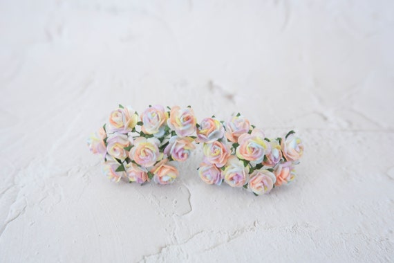 20 Rainbow Paper Roses 15mm 1.5 Cm Paper Flowers | Etsy