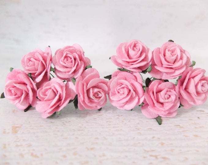 10 25mm Pink Paper Roses, 1 Pink Paper Flowers, 1 Pink Paper Rose - Etsy
