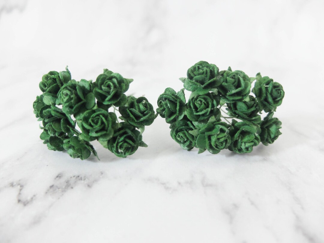 20 Mulberry Forest Green Paper Roses (15mm), Paper Rose, 1.5 Cm Rose - Etsy