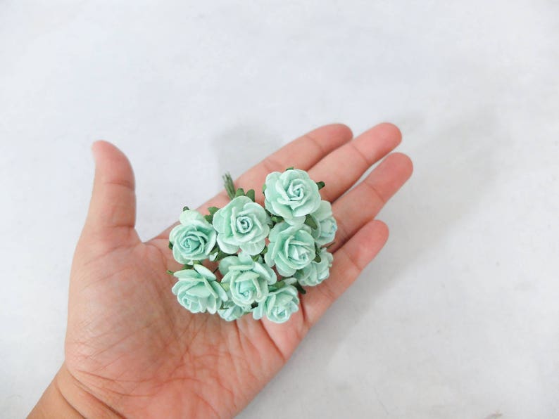 20mm mint paper roses mint paper flowers mulberry paper | Etsy