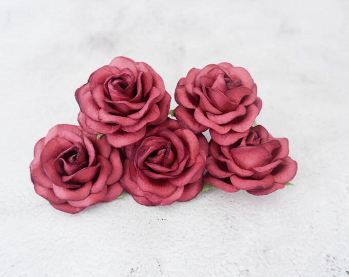 5 Pc, 6 Cm Ivory Paper Roses With Wire Stems, 60mm Paper Roses - Etsy