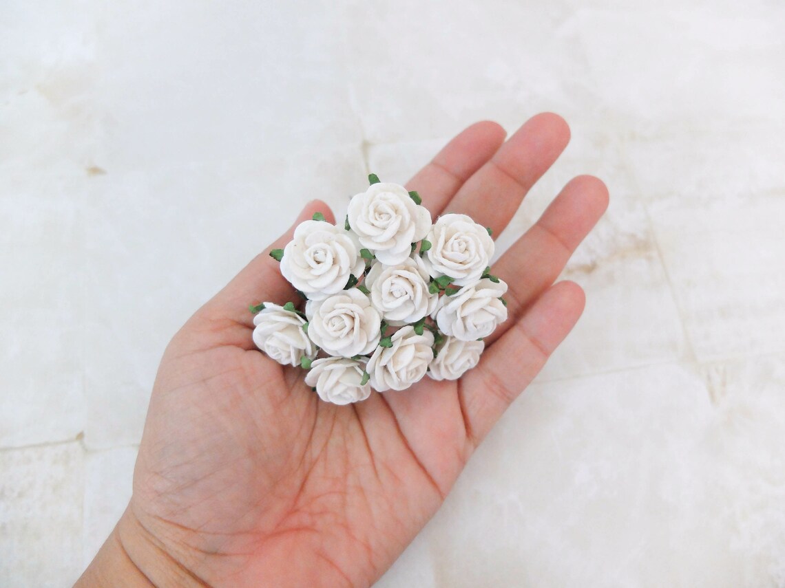 2 Cm White Paper Roses 10 20mm White Paper Roses White Paper - Etsy