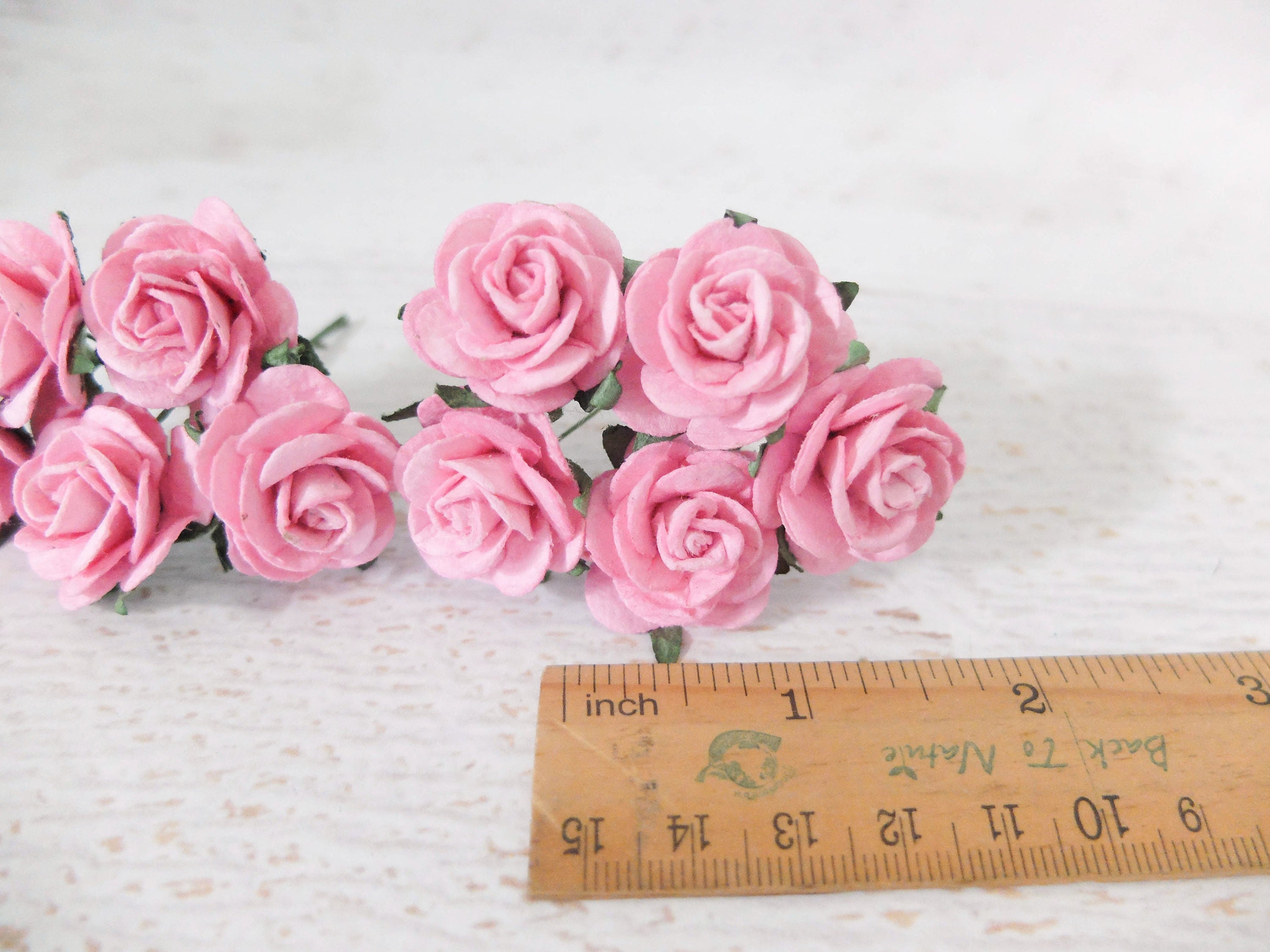 10 25mm pink paper roses 1 pink paper flowers 1 | Etsy