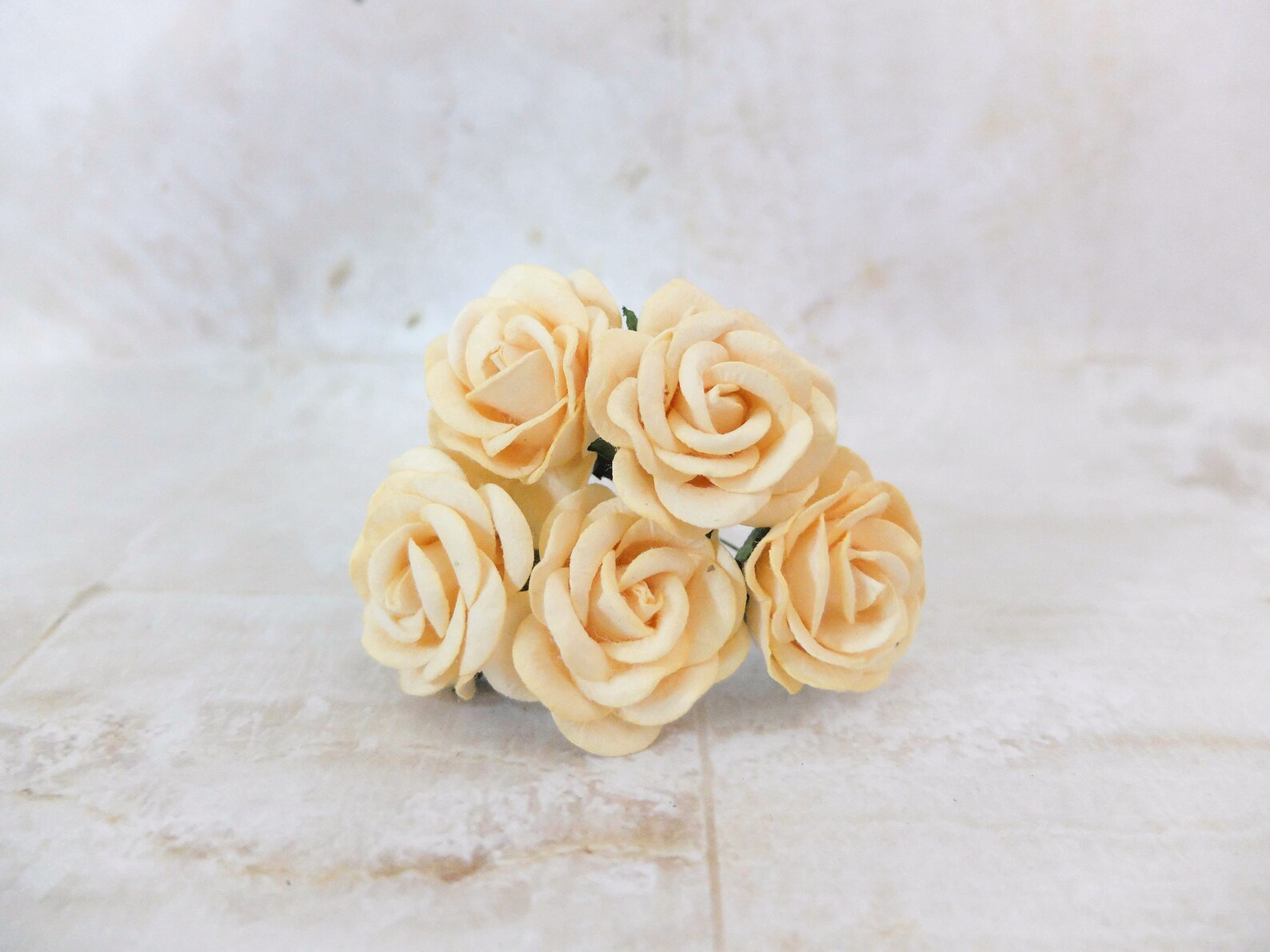 5 35mm Light Yellow Paper Roses Round 3.5 Cm Vanilla Roses | Etsy