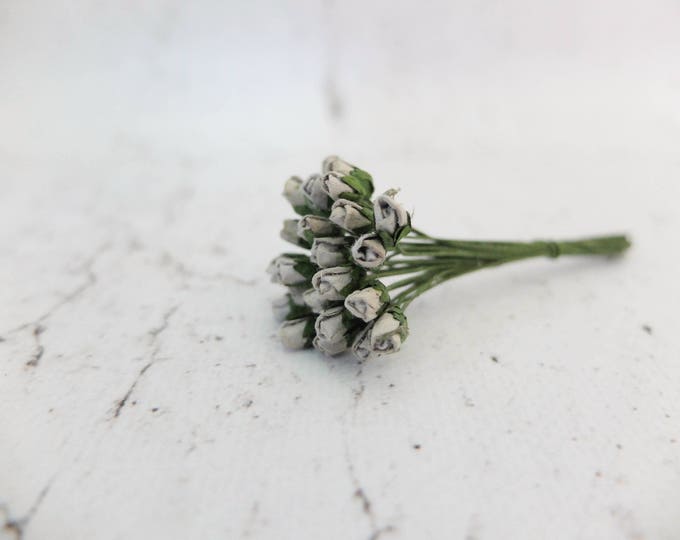 25 4mm Mulberry Dark Grey Rose Buds, Tiny Flowers, Grey Paper Flowers ...