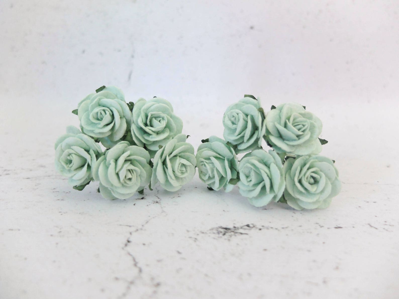 10 25mm Soft Mint Green Paper Roses Green Paper Flowers | Etsy