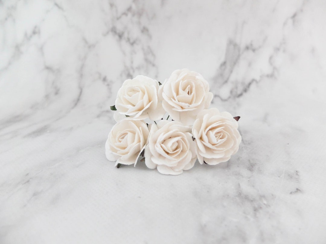 5 35mm White Paper Roses, 3.5 Cm White Paper Flowers (style 1) - Etsy